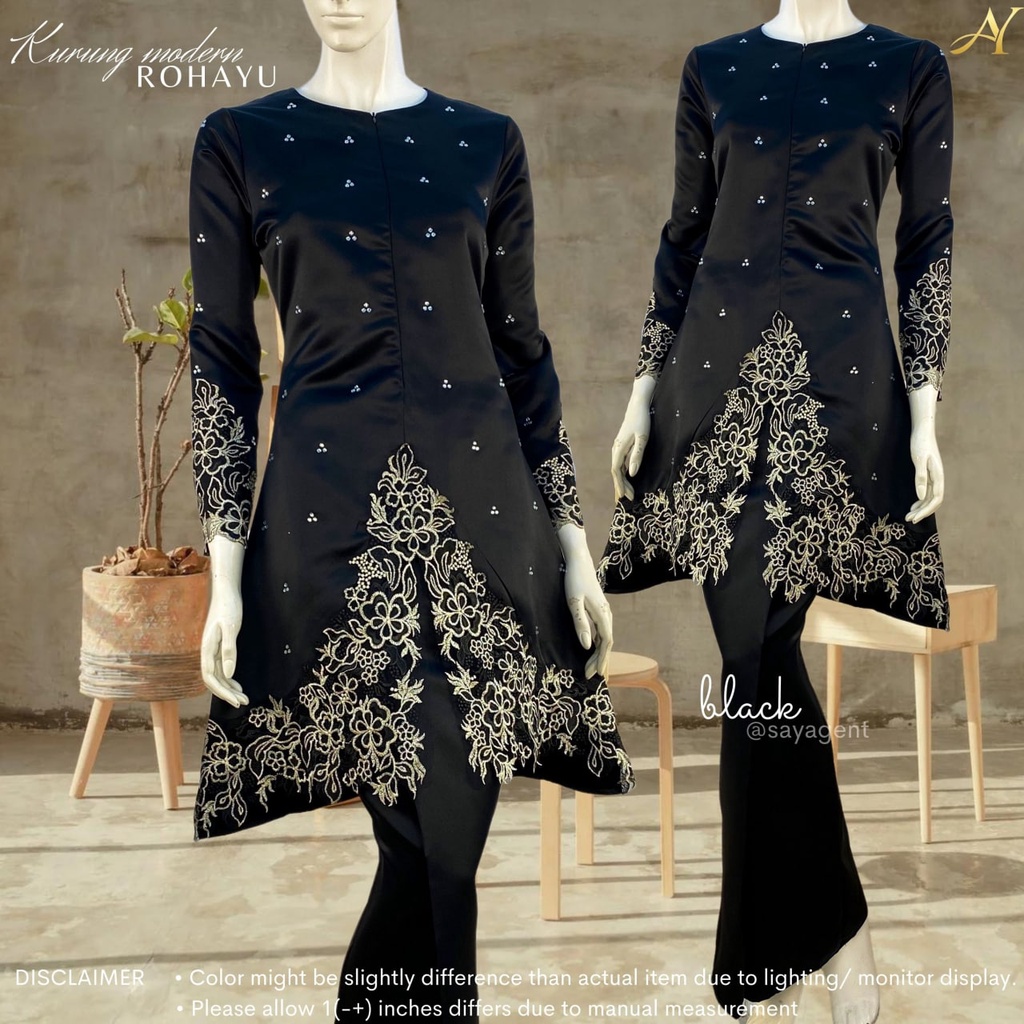Baju Kurung Modern ROHAYU : Kebarung Kebaya Moden Satin Duchess Sulam ...
