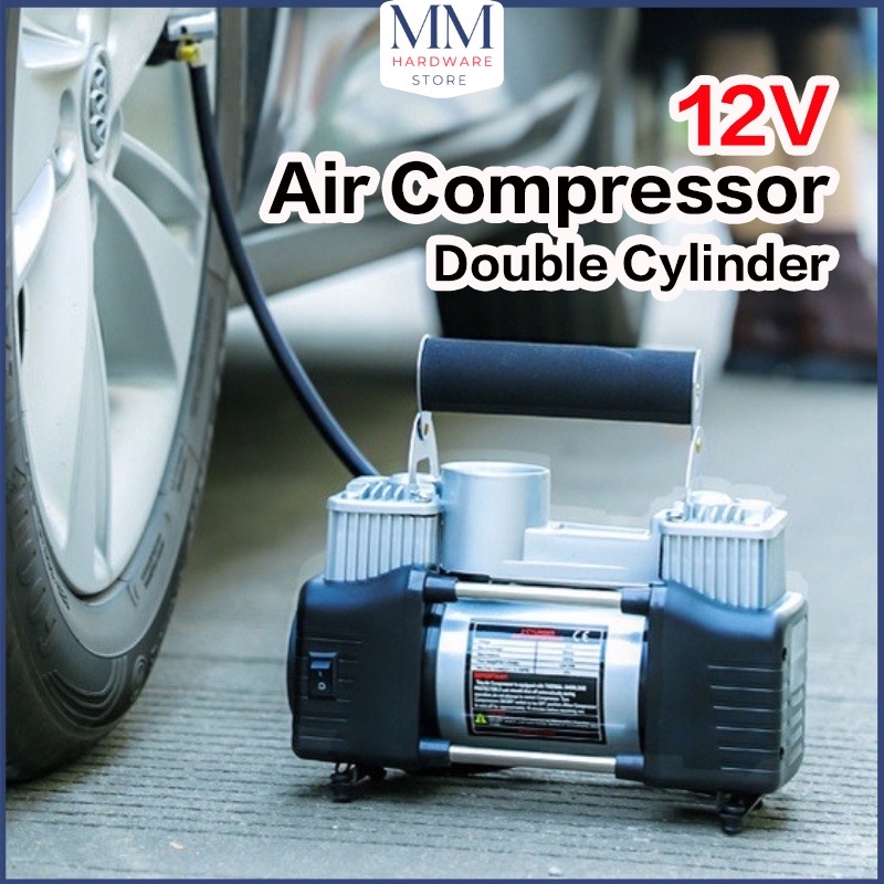 Double Cylinder Portable Car Tyre Inflator Air Pump 12V Air Compressor ...