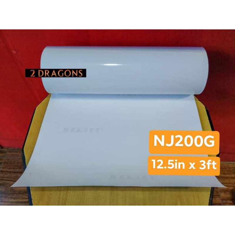 12.5in x 3ft Nexjet NJ200 Printable White Vinyl Sticker Glossy for Eco ...