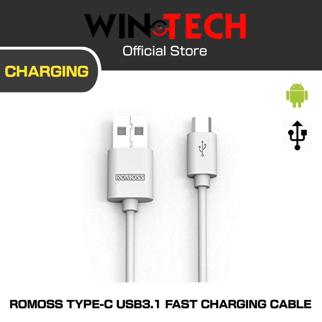 Original Romoss Usb 3.1A Type-C Super Charging & Data sync Cable 1m model CB31 | Shopee Malaysia