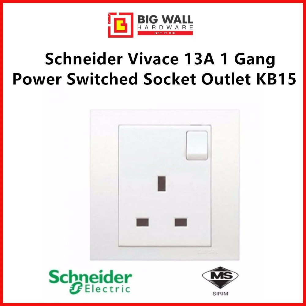 Schneider Vivace 13A 250V Power Switched Socket Outlet KB15 Big Wall ...