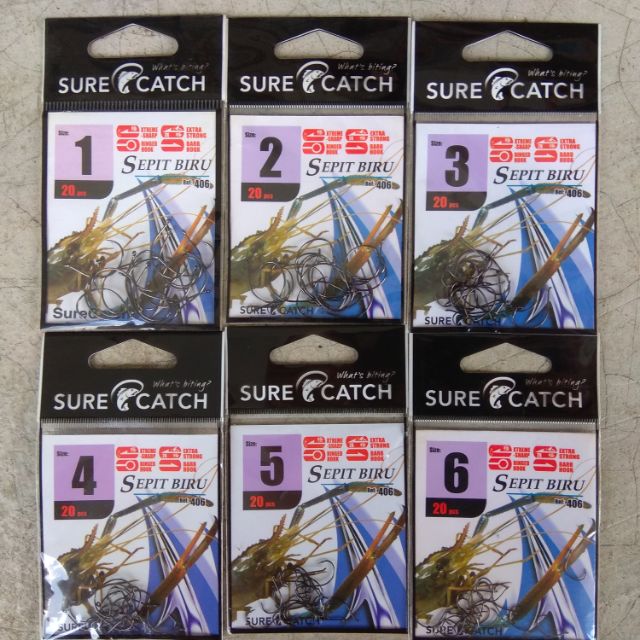 Surecatch 406 Sepit Biru Shrimp Hook/Mata Udang Galah (1/2/3/4/5/6) | Shopee Malaysia