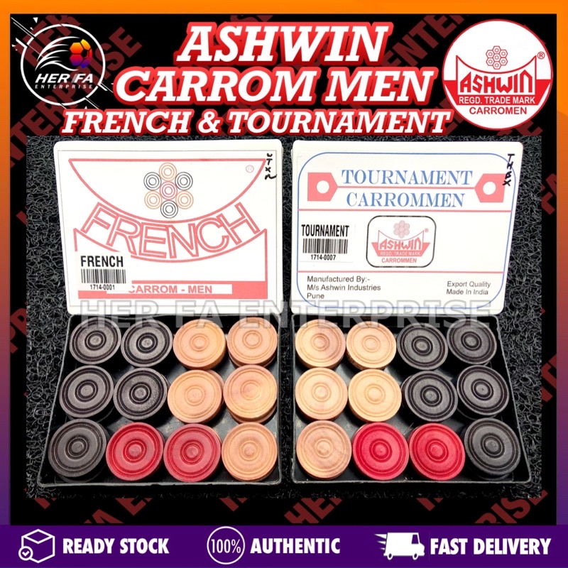 ASHWIN Carrom Seed Wood Men French and Tournament Export Quality 100 ...