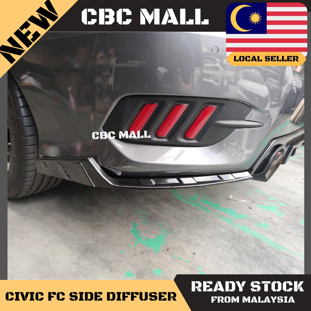 HONDA CIVIC FC REAR SIDE DIFFUSER ABS 1 PAIR Color (Matt Black / Piano ...