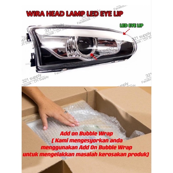WIRA PROJECTOR HEAD LAMP NHP (Kening ada lampu LED 👍) 2pc // Fit SATRIA ...