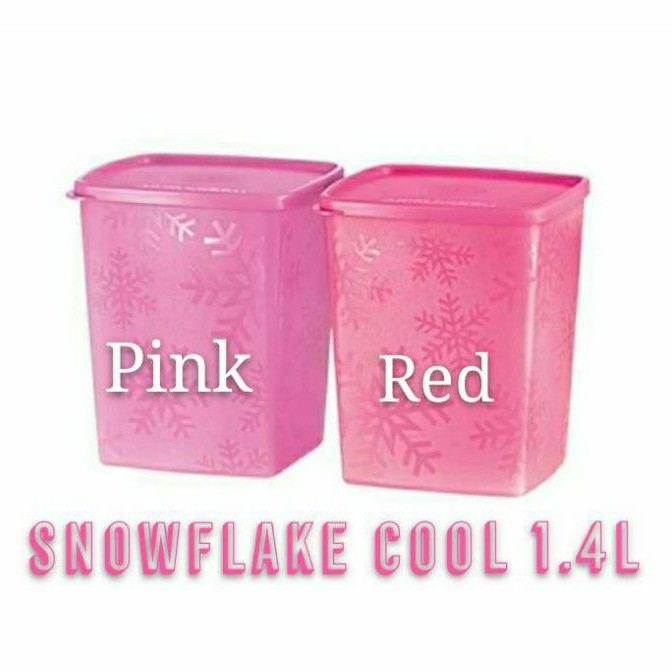 (READY STOCK)Tupperware Snowflake Cool Square Round 1.4L pink or red ...