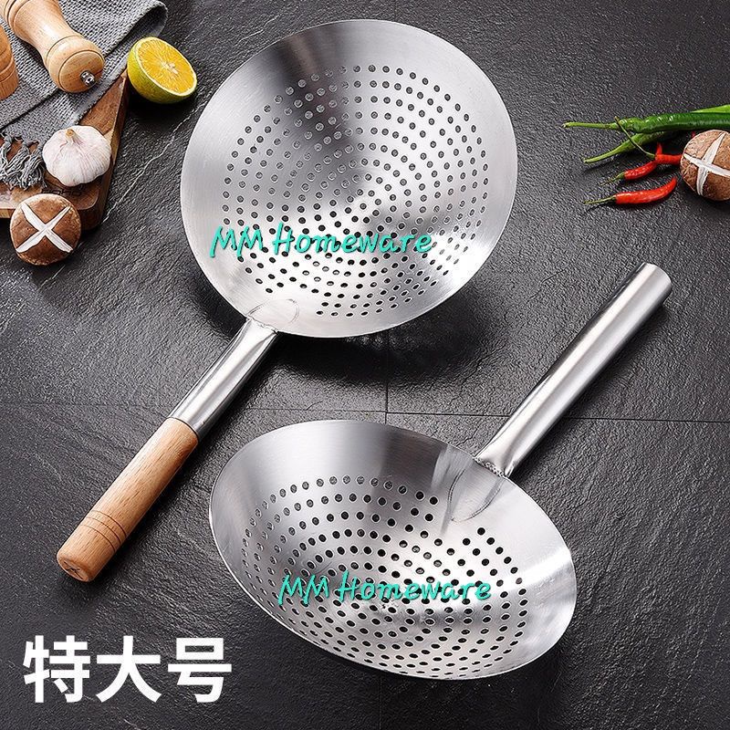 Thick Stainless Steel Oil Strainer Colander With Wooden Handle ...
