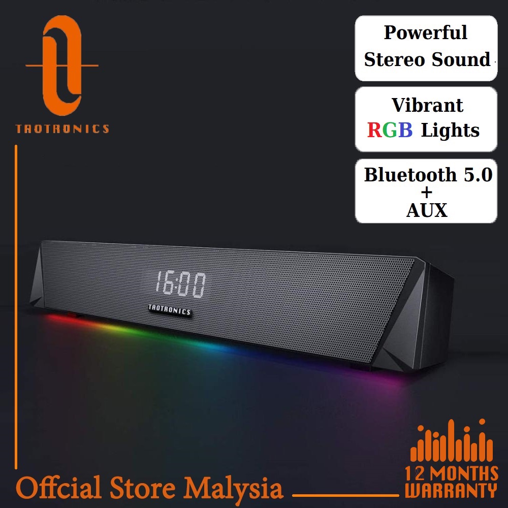 TaoTronics SK027 Bluetooth Gaming Soundbar with Colorful RGB Light Dual ...