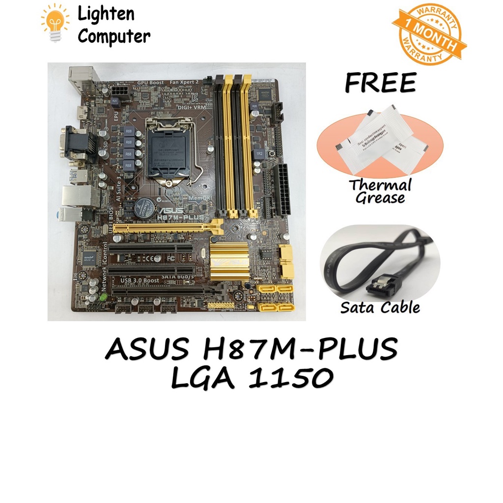 ASUS H87M-PLUS Motherboard | H87 | LGA 1150 | 4th Gen Intel / Intel Xeon E3 | mATX Micro ATX ...