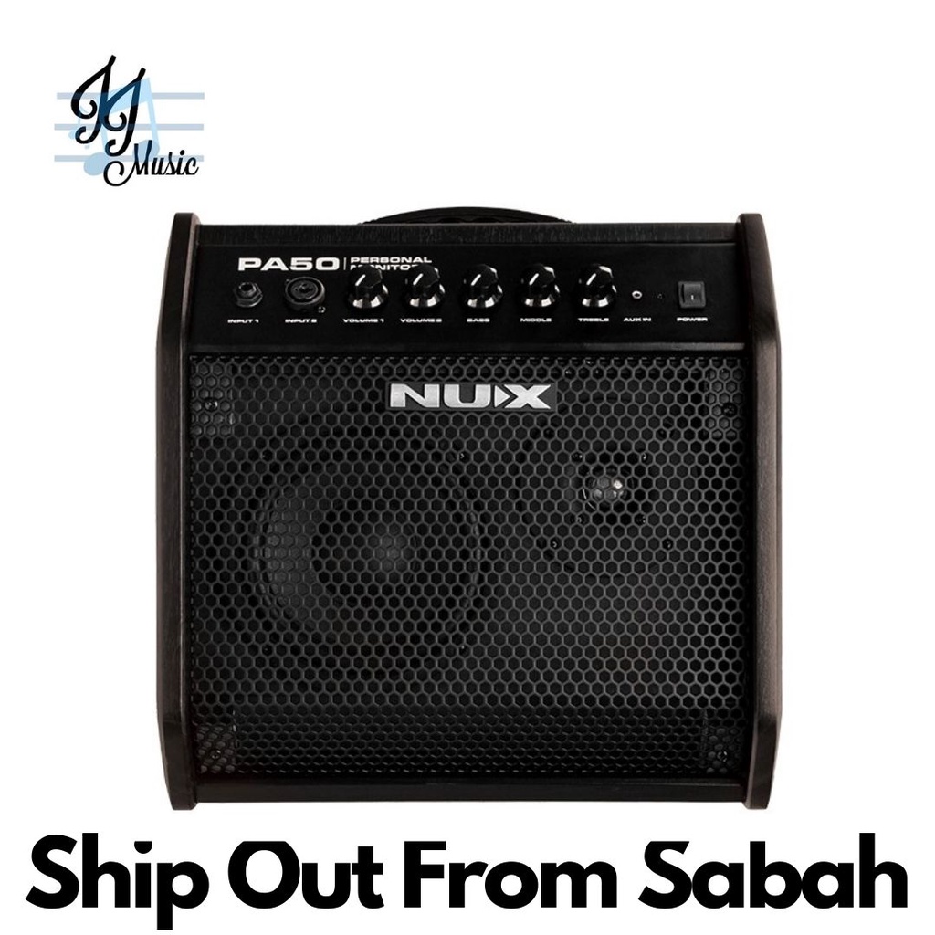 NUX PA50 2 Channel 50 Watts Powered Personal Monitor Speaker (PA-50 ...