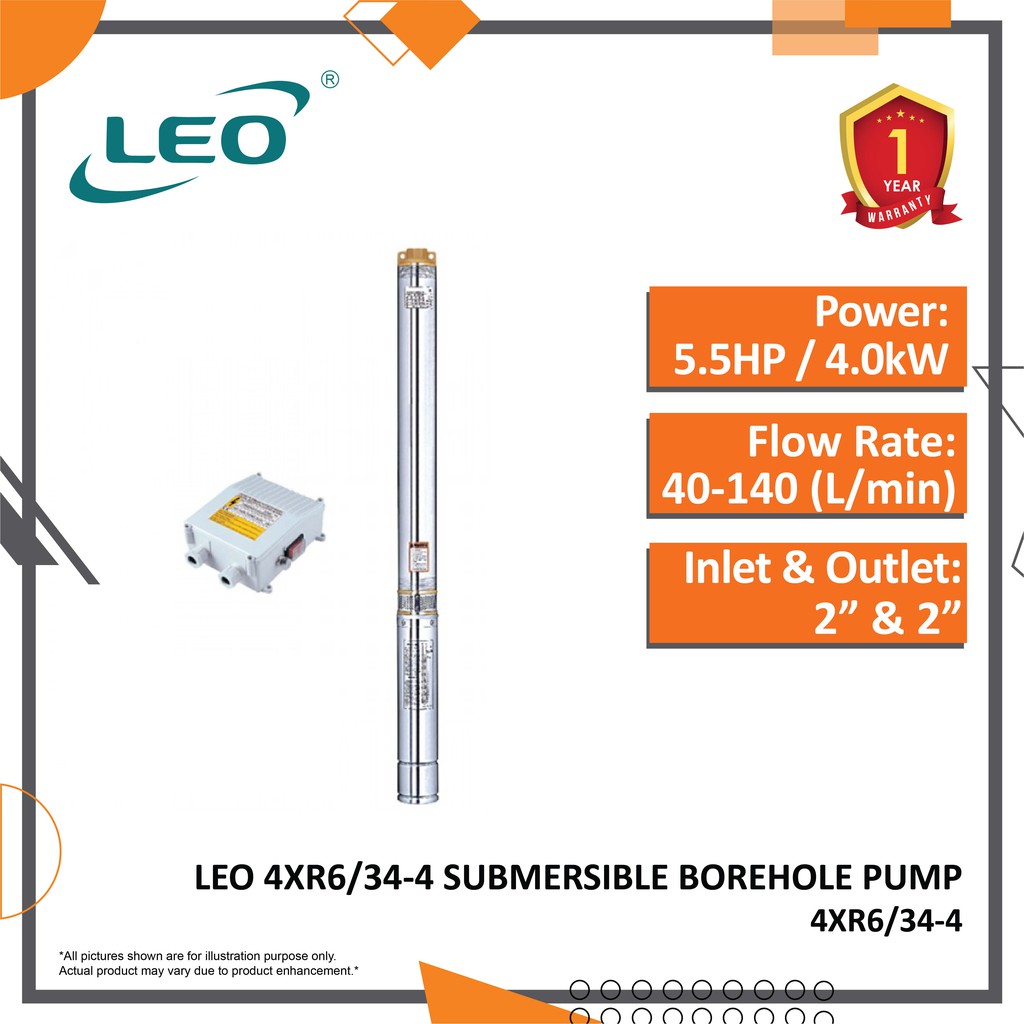 LEO 4XR6/34-4 SUBMERSIBLE BOREHOLE PUMP (4.0kW/5.5HP) | Shopee Malaysia