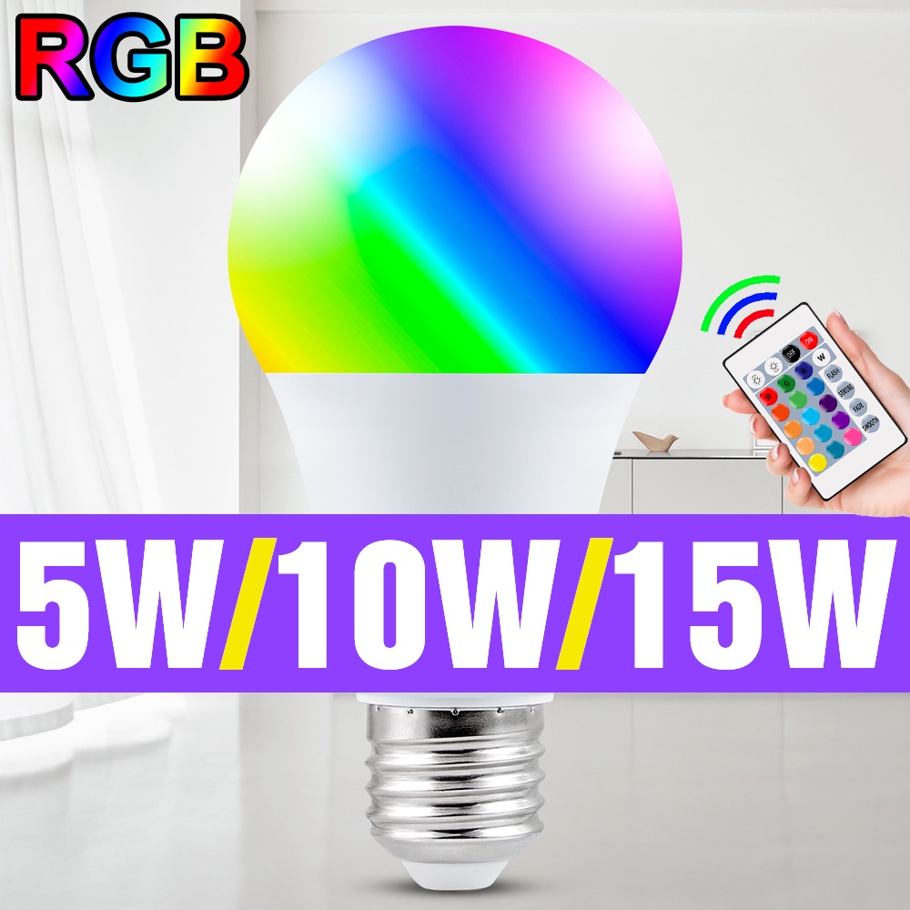 E27 LED RGB Lamp Bulb 220V LED 5W 10W 15W IR Remote Control Led E14 ...