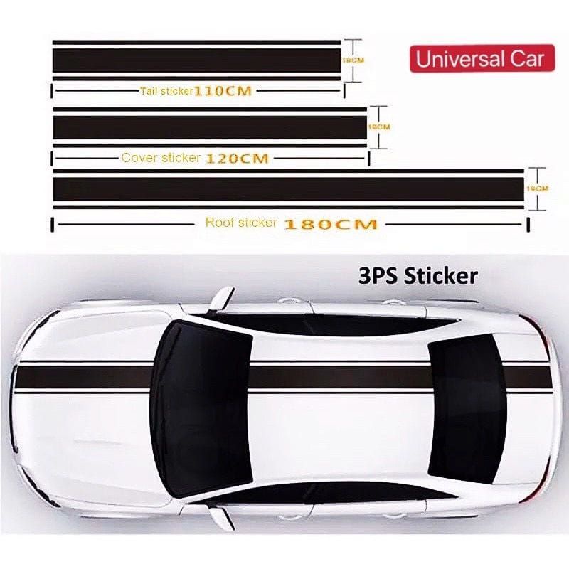(3pcs) 1 Set Stripe Lining Sticker Cutting Hood,Roof&Bonnet Vinly ...