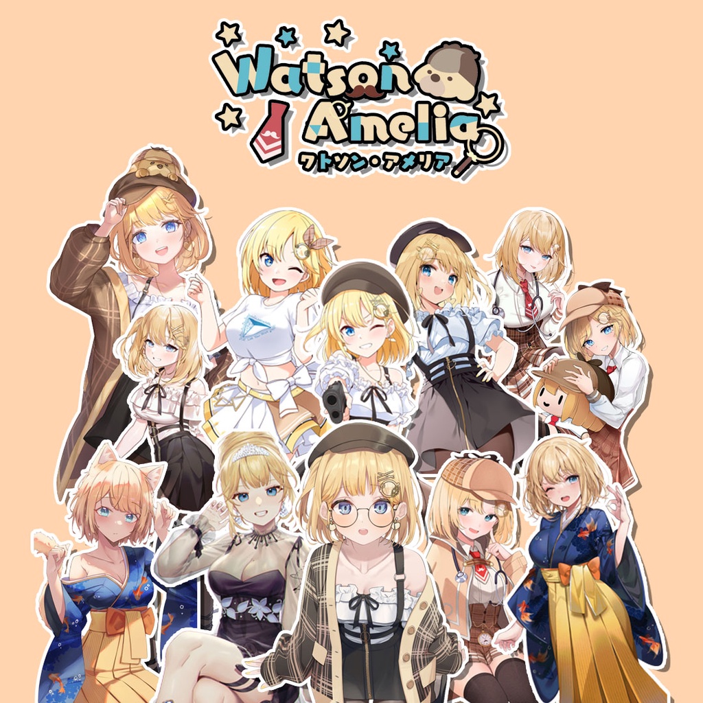 Amelia Watson Hololive Vtuber Sticker pack / Anime Sticker pack ...