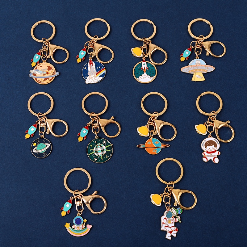 10 Styles Space Astronaut Key Chain Rocket Ship Key Ring Pendant Gift ...