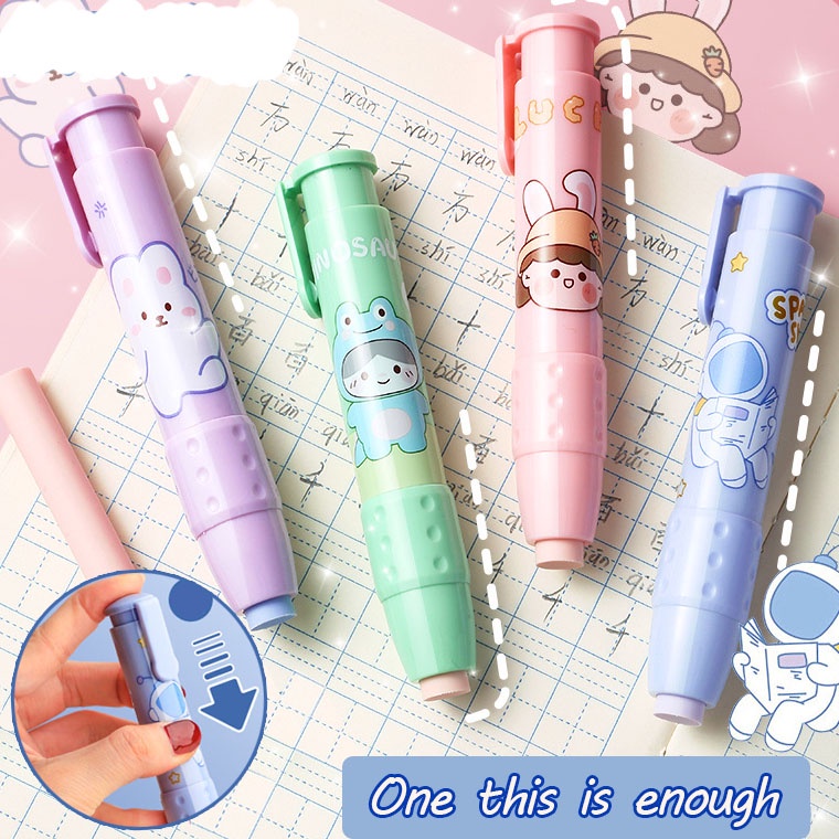 Kawaii Push Style Eraser Creative Retractable Durable Pencil Eraser ...