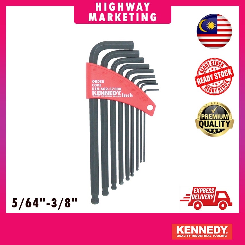 Kennedy KEN6025500K KEN6025730K Metric Inch L-Wrench Ball Driver Set of ...