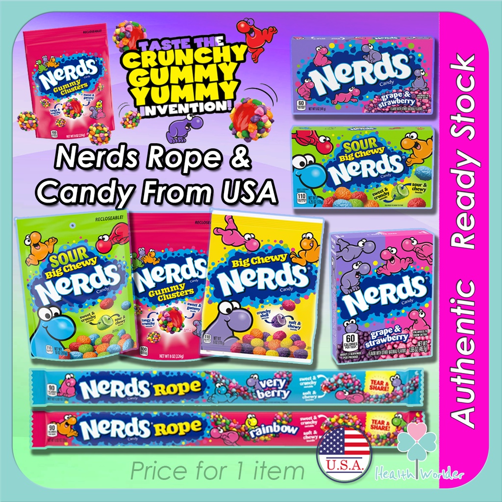 Willy Wonka Nerds Candy imported USA Grape Strawberry Gummy Clusters ...