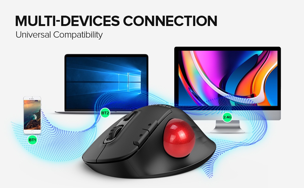Delux MT1 White Wireless Ergonomic Removeable Trackball Mouse ...