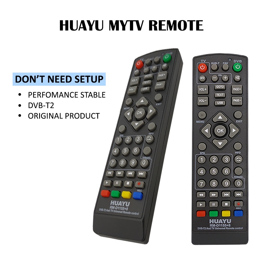 Huayu MYTV Remote Control For DVB-T2 Decoder (RM-D1155+8) - 8 Meter Distance/No Setup Required ...