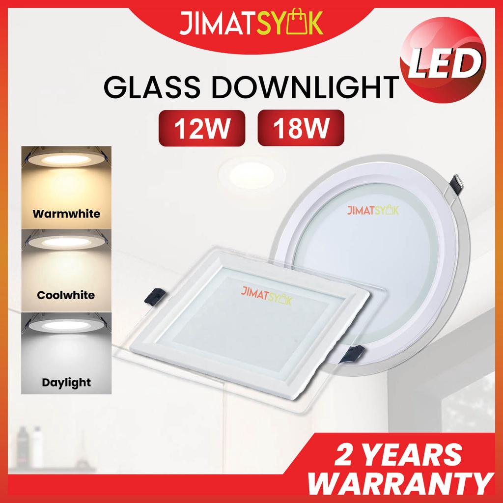 LED Glass Downlight Recess 12W 18W Round Square LED Panel Light ...