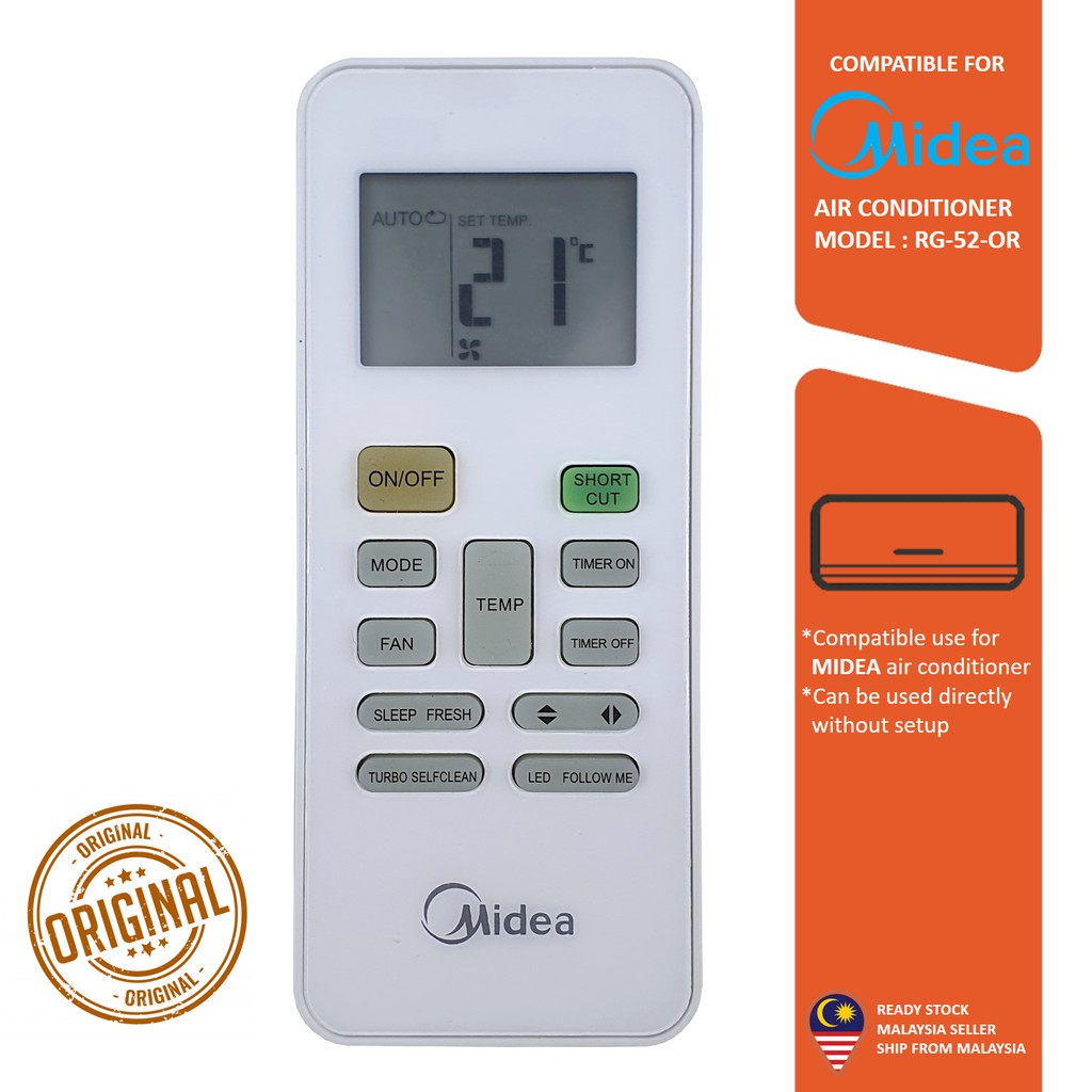 Midea **Original** Midea Air Cond Aircond Air Conditioner Remote ...