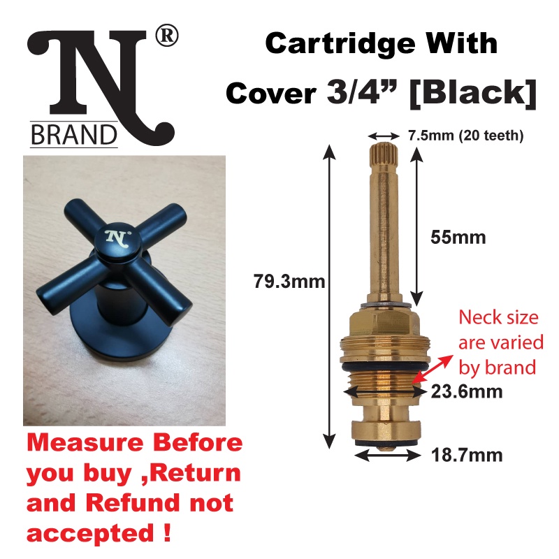 Stop Cock Cartridge Stopcock / Handle Piece 1/2" - 1" Concealed / Black ...