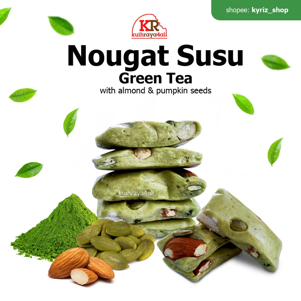 Nougat Susu Green Tea with Almond, Pumpkin Seeds Milk Nougat -100g ...