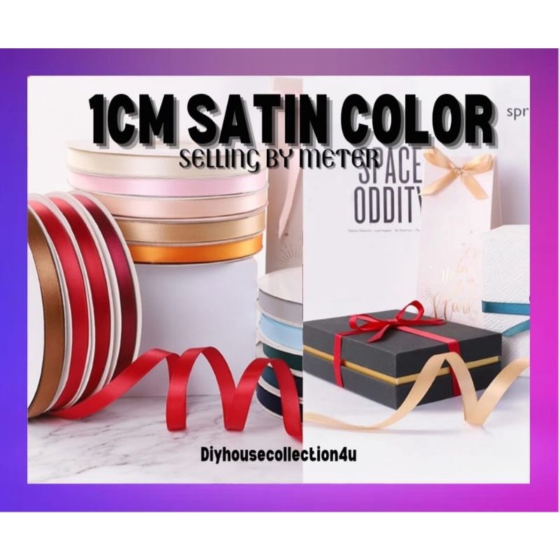 (1 Meter) 1cm Ribbon Satin Ribbon Gift Ribbon Color | Shopee Malaysia