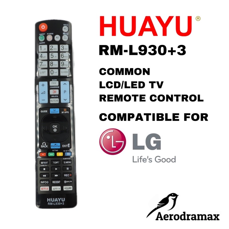 HUAYU Common LCD/LED TV Remote Control RM-L930+3 (LG) | Shopee Malaysia