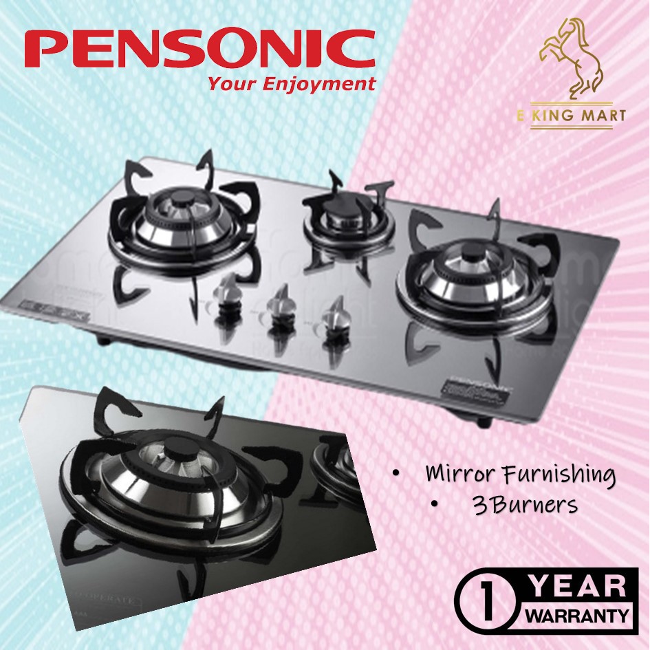 Pensonic Dapur Gas Kaca 3 Tungku 3 Burner Built In Gas Hob Cooker Stove PGH-413N / ELBA Stove 3 ...
