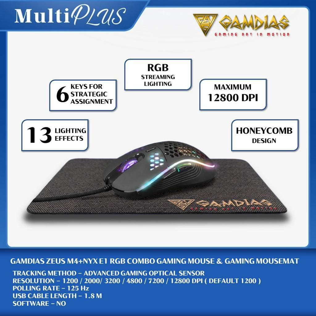 GAMDIAS ZEUS M4+NYX E1 RGB COMBO GAMING MOUSE & GAMING MOUSEMAT ...