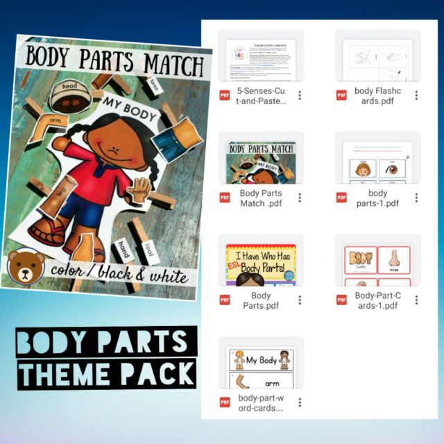 Kids DIY Printable Activity Body Parts Theme Collection Pack 7in1 ...