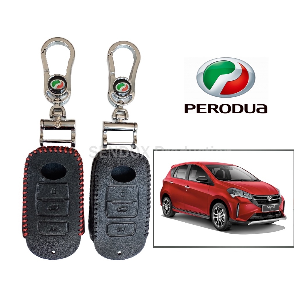 Perodua Myvi Facelift (2021-2025) Leather Car Key Cover Remote key ...