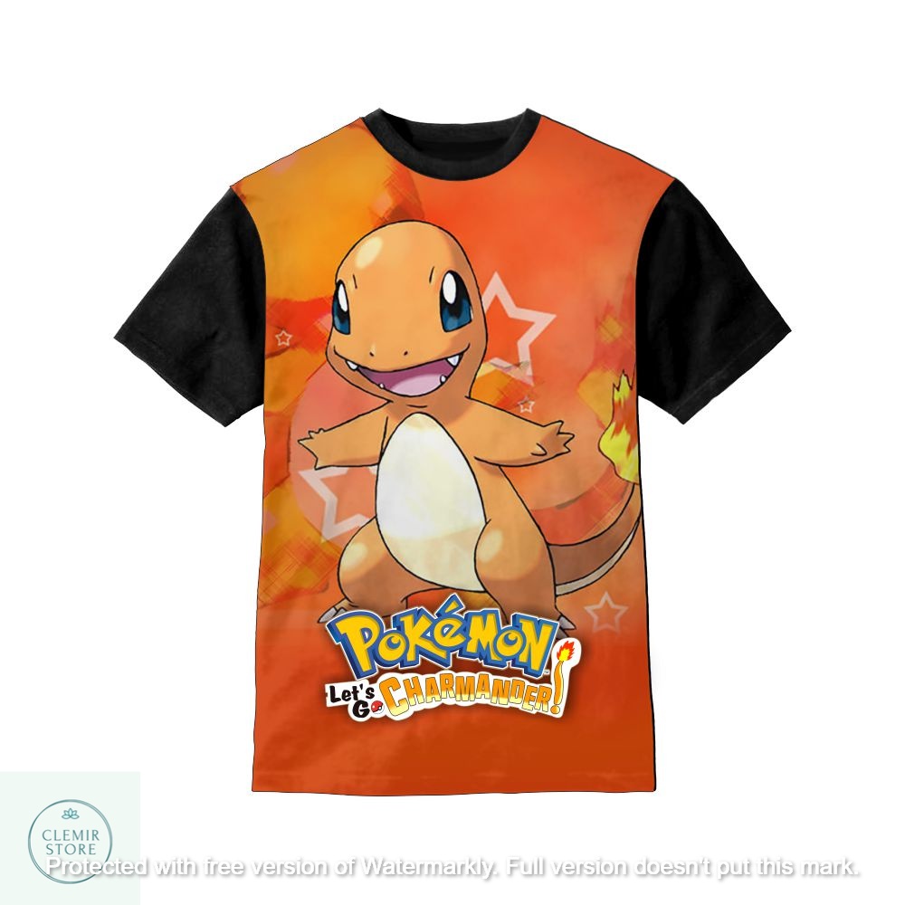 2025 New Boy T-shirt Pokemon Charmander Pattern 3D printing Orange ...