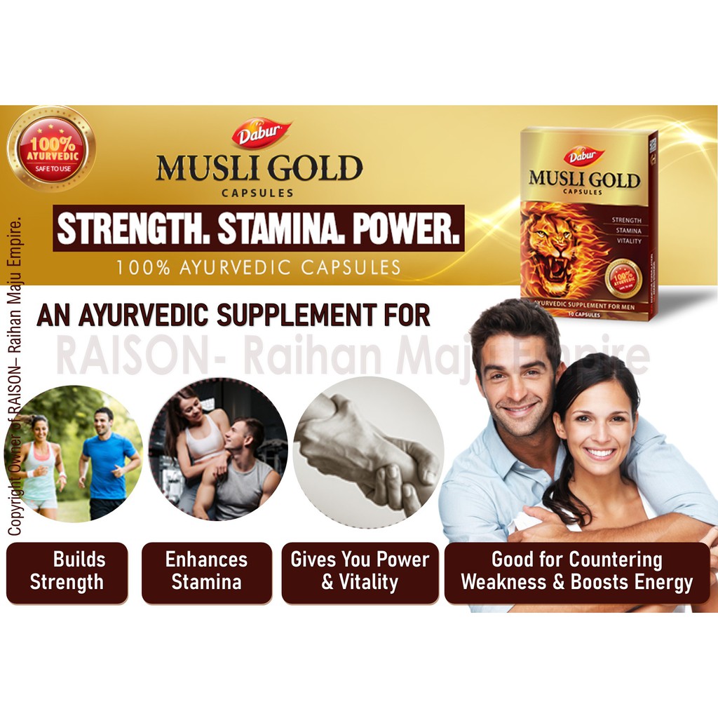 Dabur Musli Gold Capsules -10 Capsules Strength Stamina Power | Shopee ...