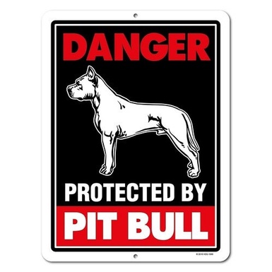 Pitbull Sign Danger Protected By Pit Bull Beware of Dog Warning Metal ...