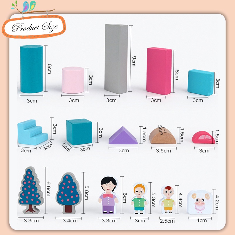 [Little B House] Wooden Building Blocks Toddlers Kids Preschool ...