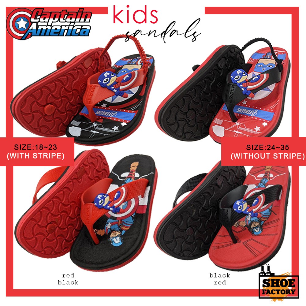 Cartoon Captain America Avengers Superhero Toddler Kids Sandals Flip ...