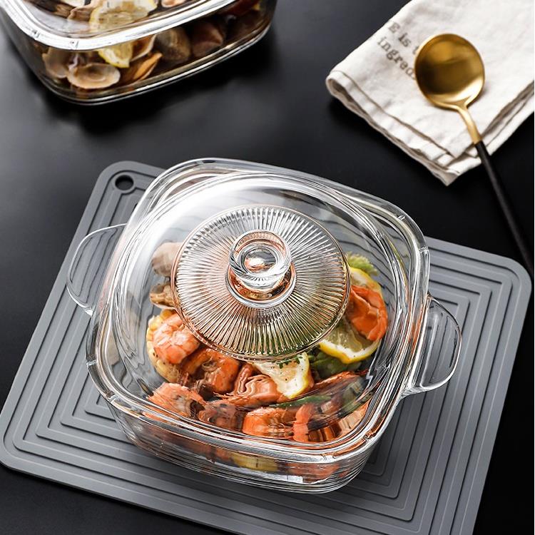 Microwave Oven Tempered Glass Serving Square Casserole with Lid ...