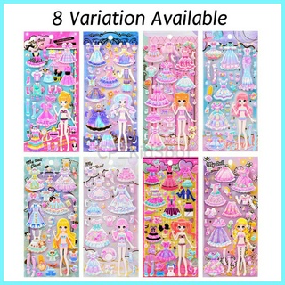 3D Dress Up Sticker Princess Paper Doll Dress Up Puffy Stickers Bubble ...