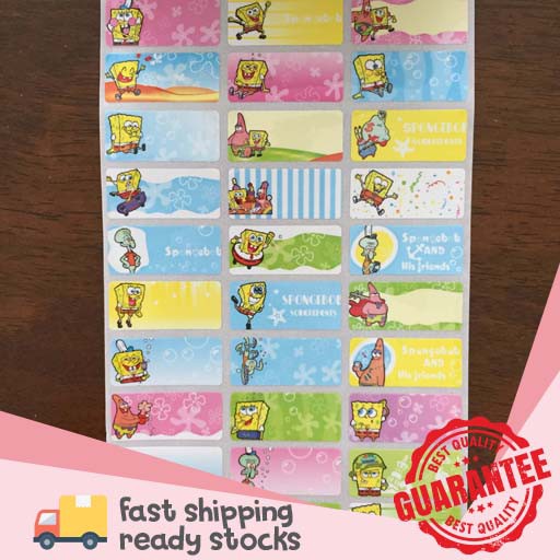 Spongebob Sticker Name / Book Sticker / Cartoon Sticker / Waterproof ...