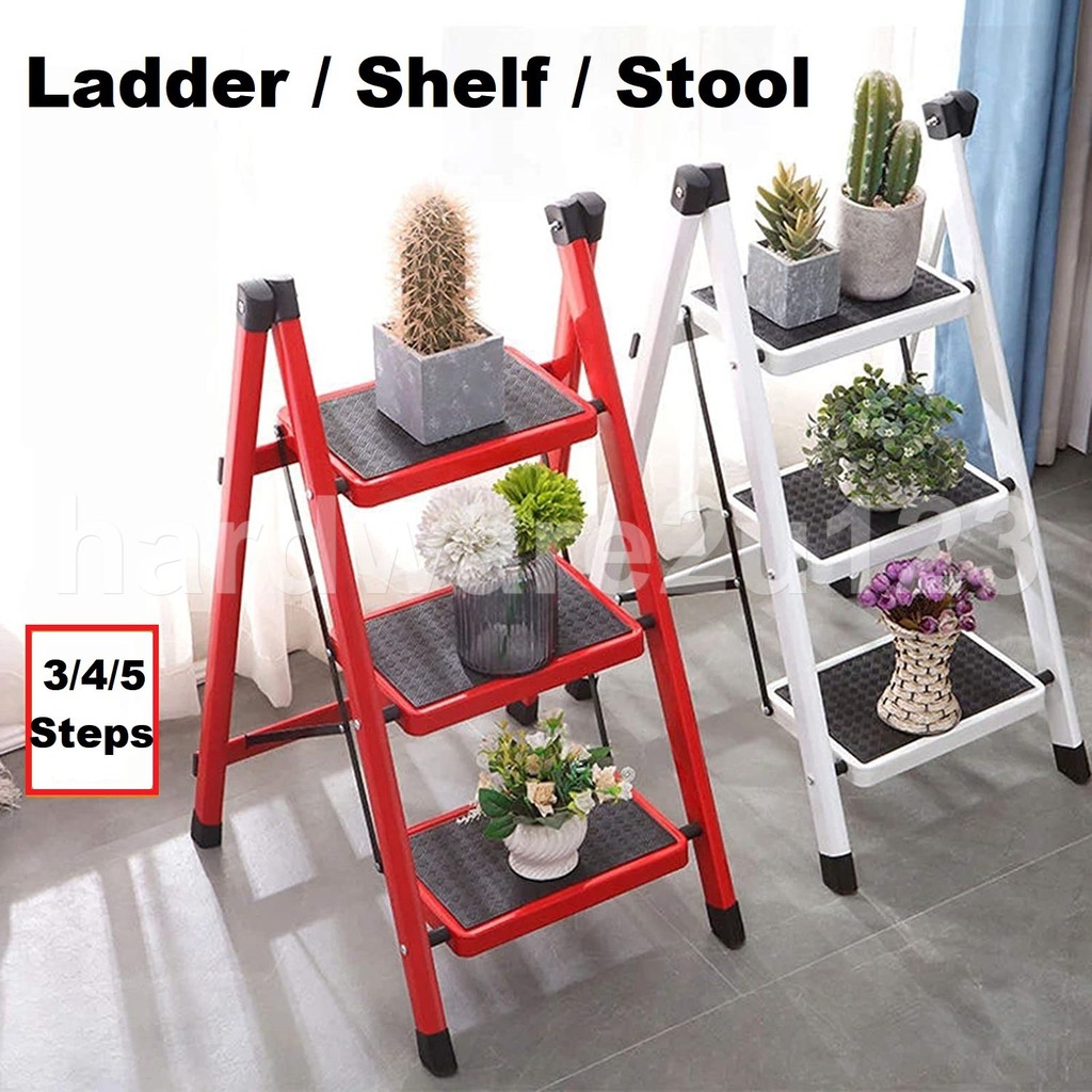 3/4/5 Steps Heavy Duty Lightweight Elegant Foldable Ladder Shelf Stool ...