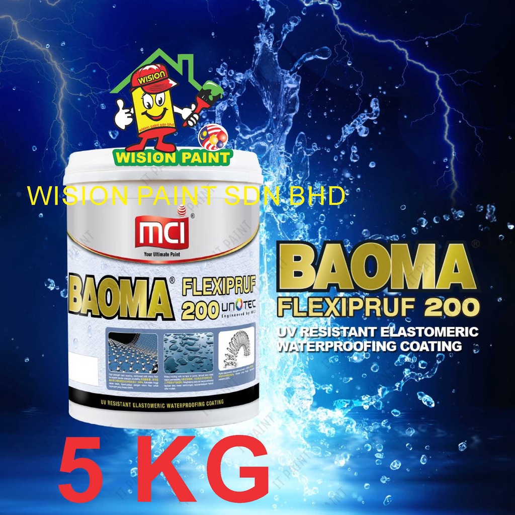 (5kg ) MCI Baoma Flexipruf 200 UV RESISTANT ELASTOMERIC WATERPROOFING COATING - 5KG | Shopee ...