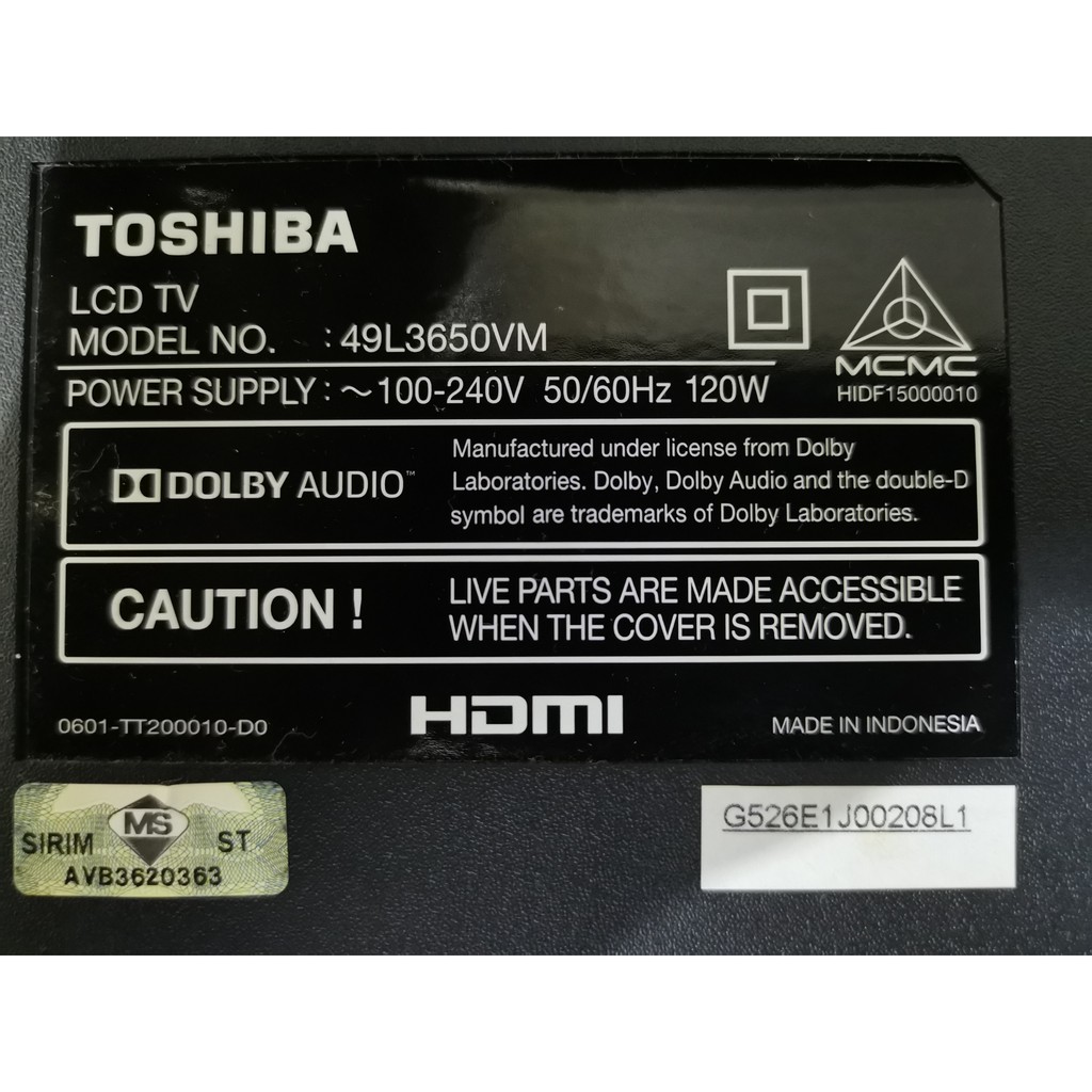 TOSHIBA 49L3650VM MAINBOARD / POWERBOARD | Shopee Malaysia
