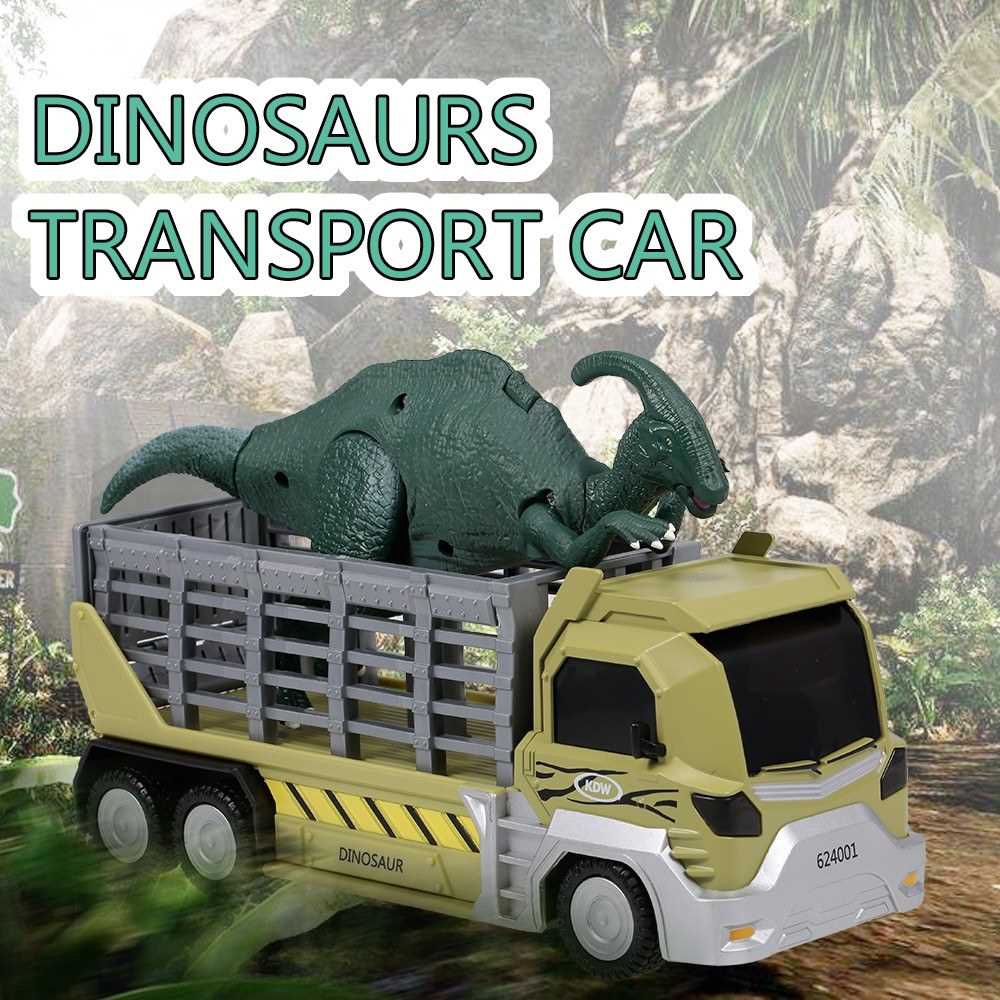 Dinosaurs Transport Car Carrier Truck Toy Parasaurolophus Pull Back ...