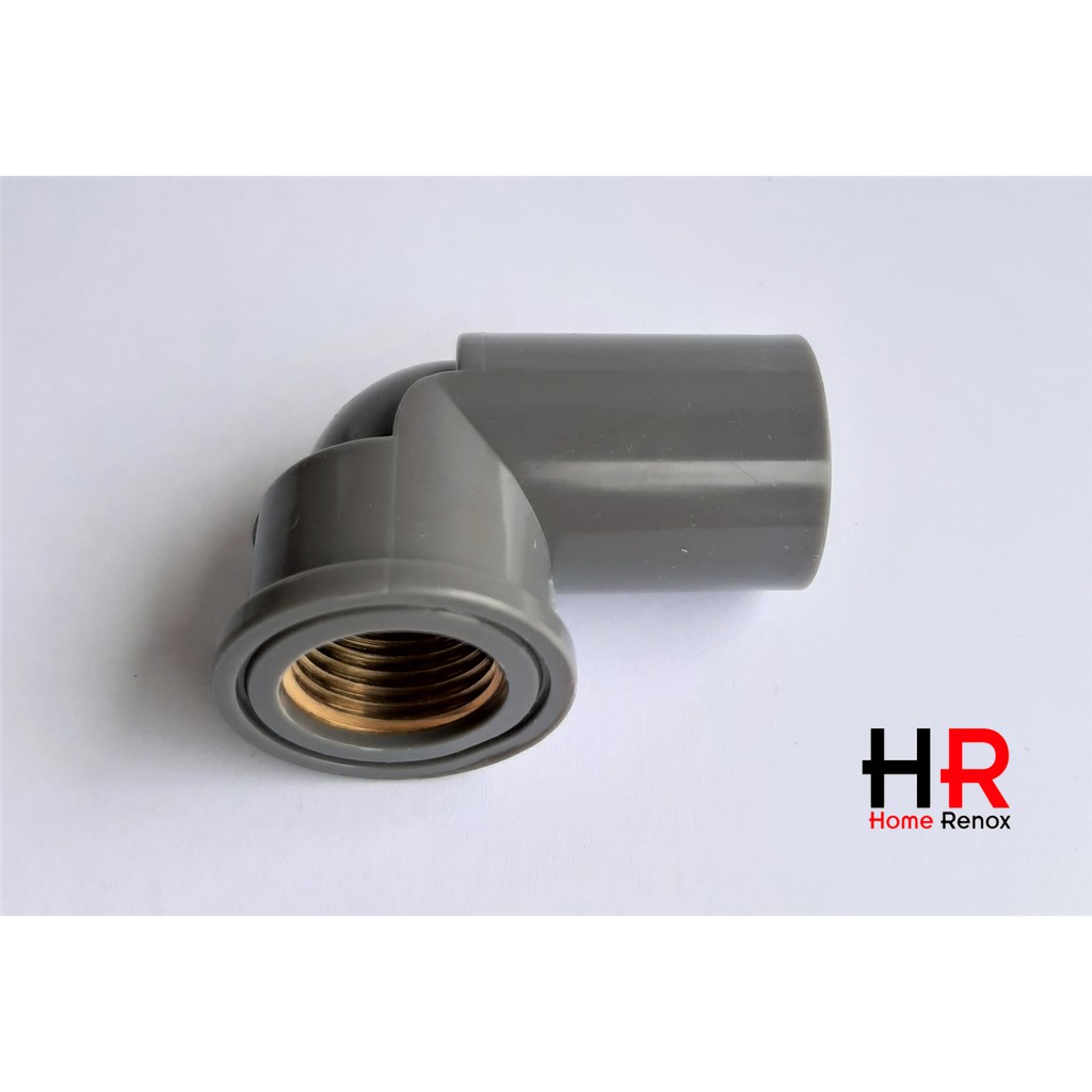 PVC Brass Inner Threaded PT Elbow 90 Dgree 1/2" (15mm) Penyambung Paip Plastik/PVC Fitting ...