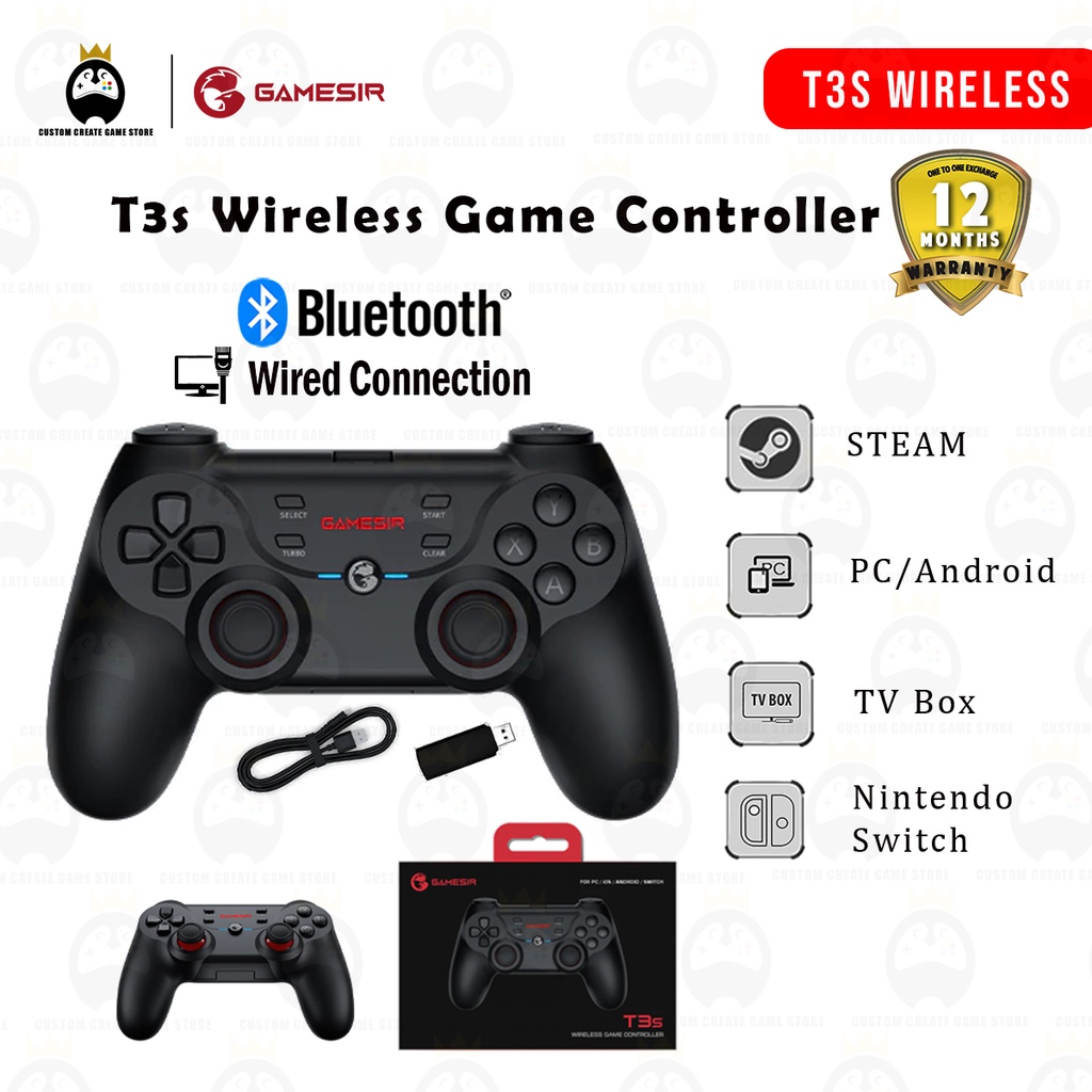 GameSir T3s Wireless Bluetooth 5.0 Game Controller PC Joystick Remote ...