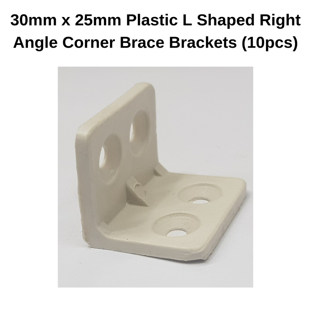 30mm x 25mm Plastic L Shaped Right Angle Corner Brace Brackets (10pcs ...