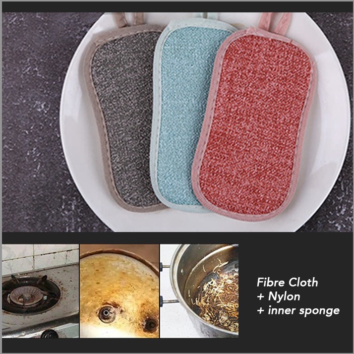 Double Sided Washing Cloth Scourers Sponge Kitchen Dish Wash Cleaning ...